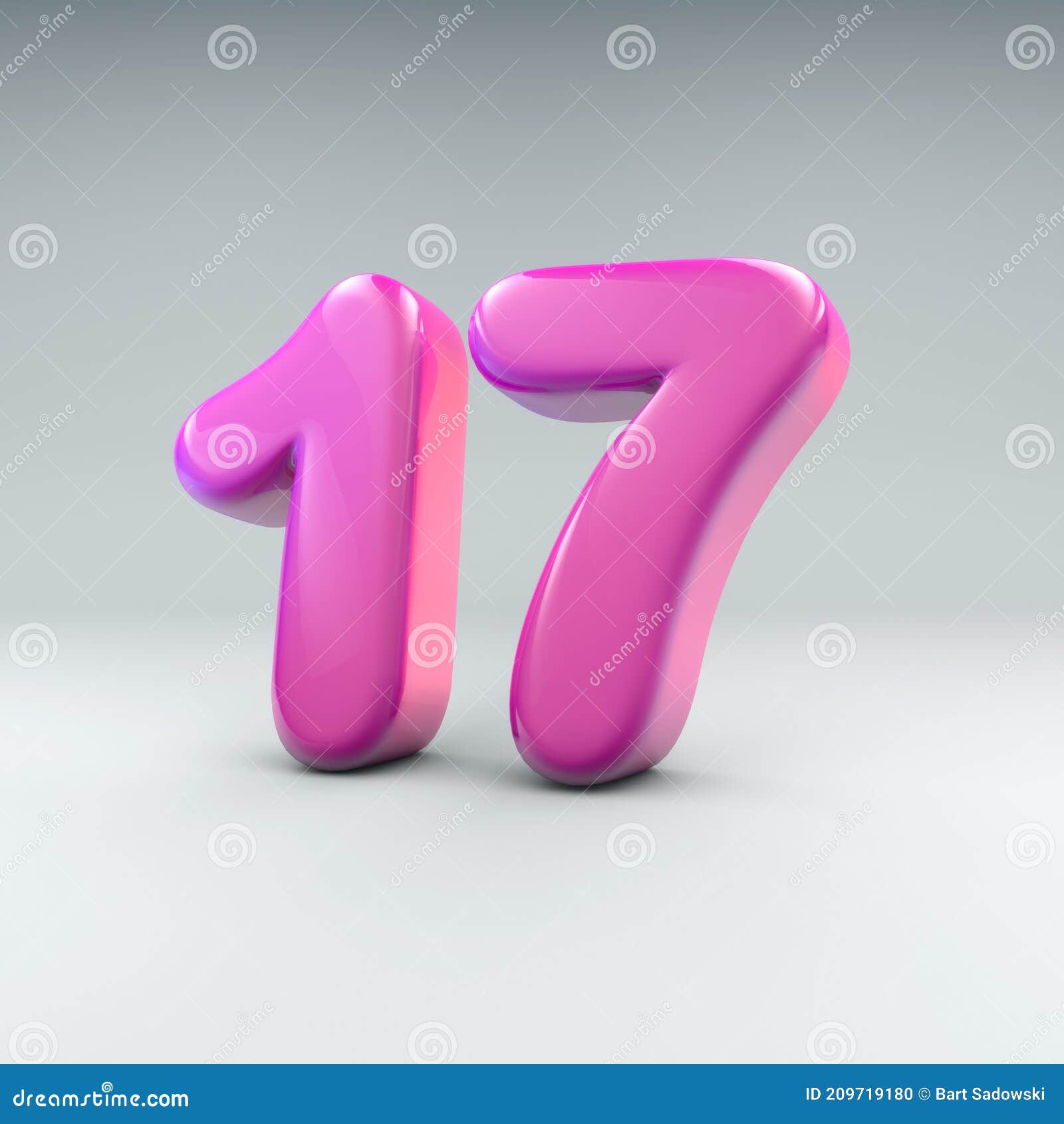 3D Render of the Number 17 in Pink Bubbly Style Stock Illustration ...