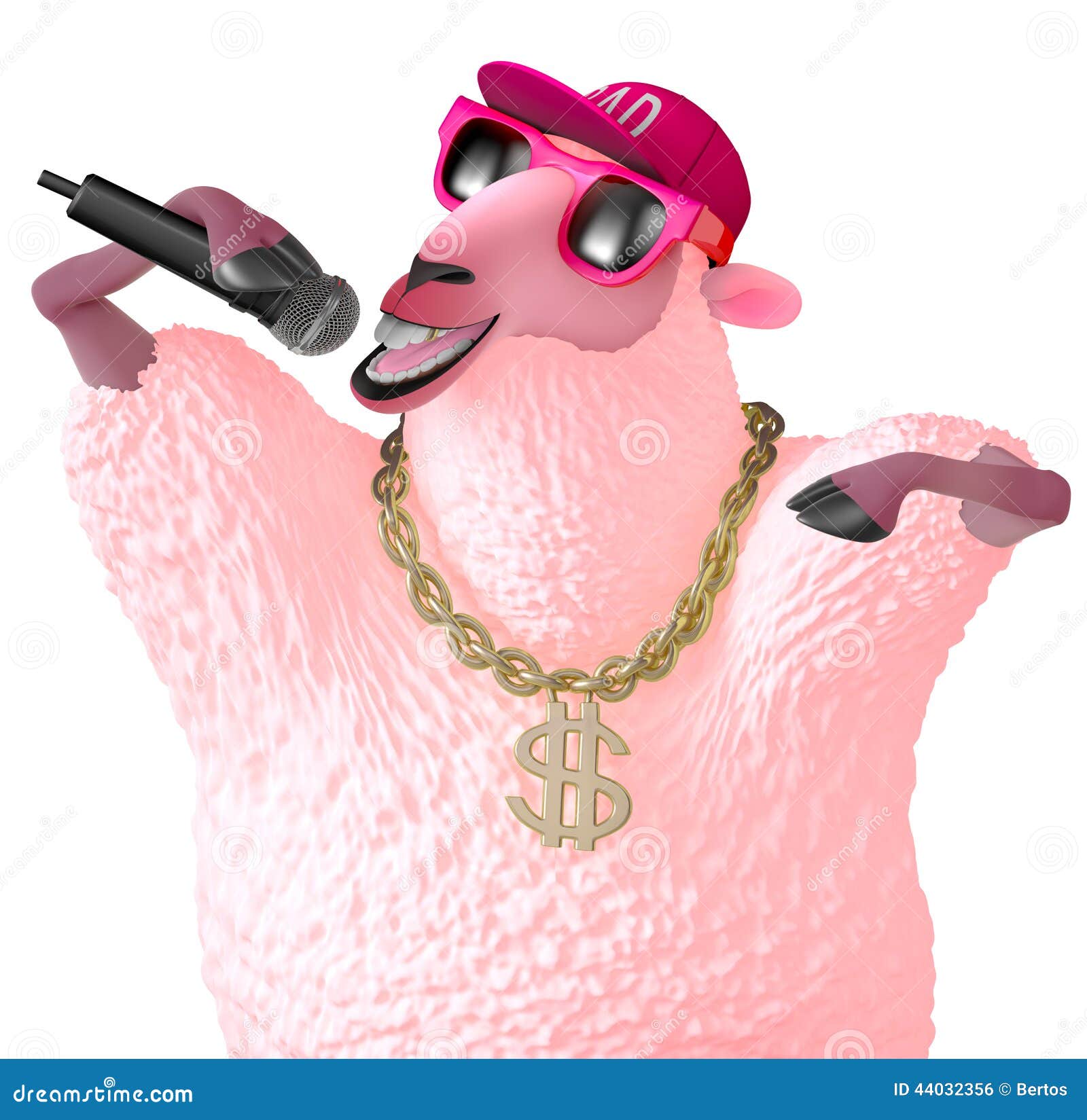 Fun Pink Sheep With Blue Lugs Cartoon Vector | CartoonDealer.com #47550543