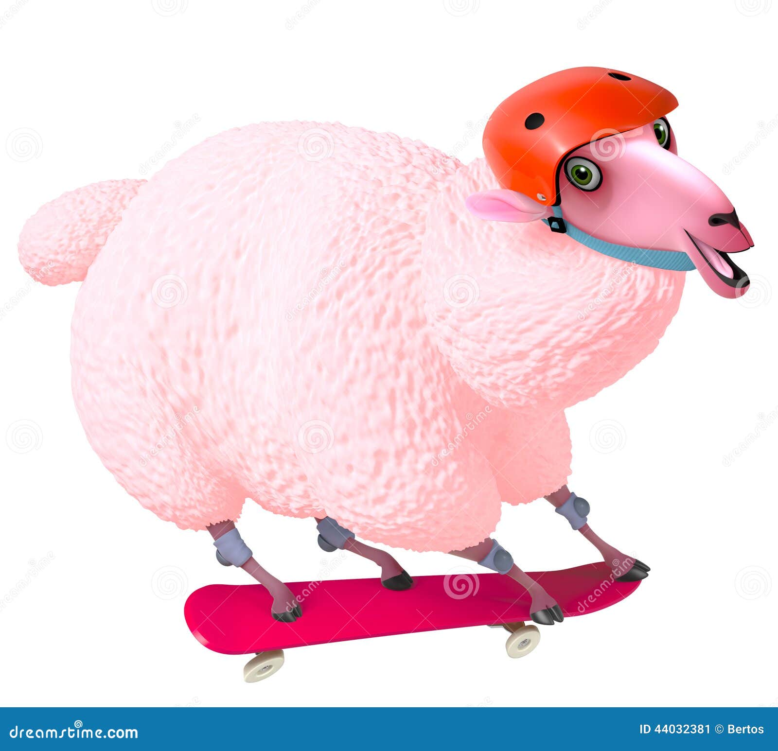 Fun Pink Sheep With Blue Lugs Cartoon Vector | CartoonDealer.com #47550543