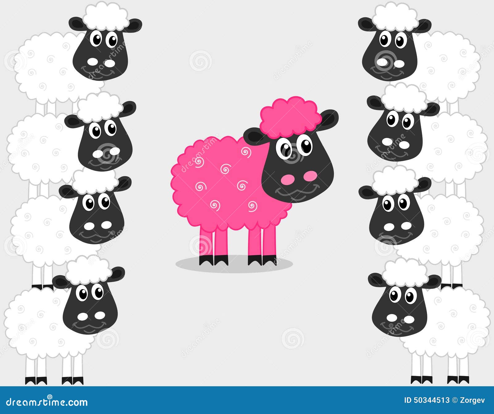 A Pink Sheep With Male Sheep Stock Illustration | CartoonDealer.com ...