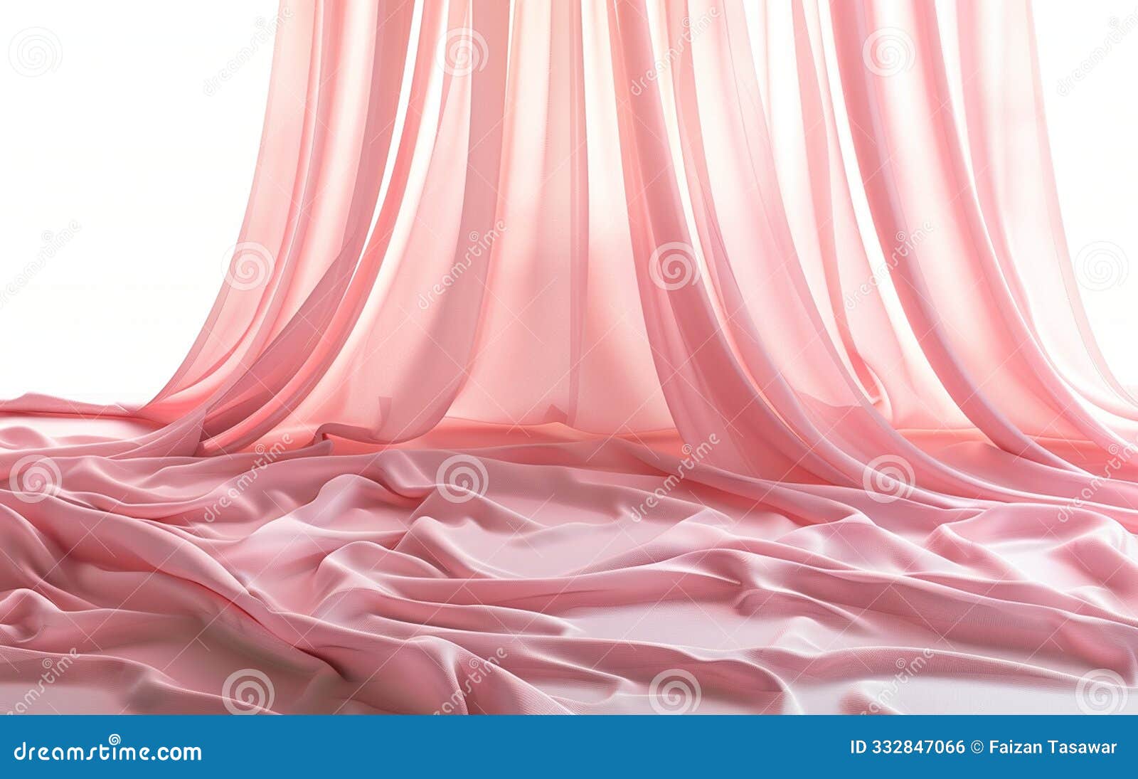 Pink Sheer Curtain on White Background -Generative Ai Stock Photo ...