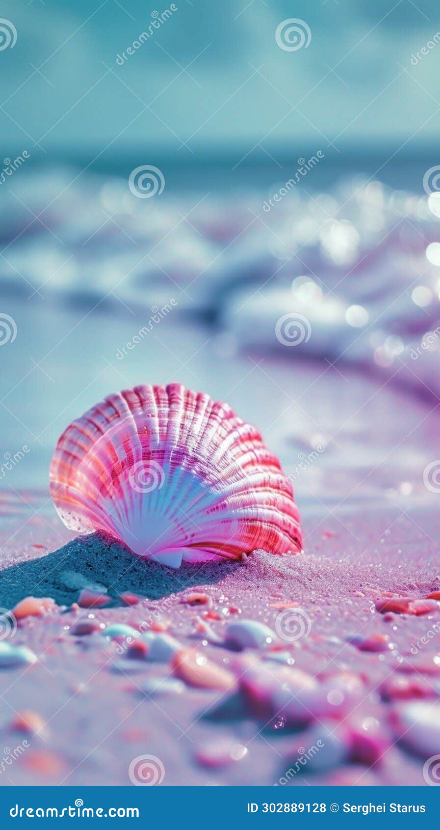 A Pink Shell on the Beach with a Few Pebbles, AI Stock Photo - Image of ...