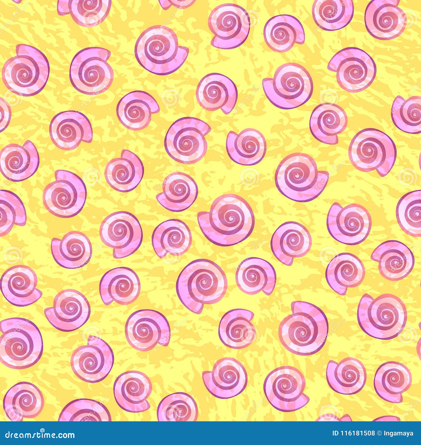 Vector Pink Shell with Beach Yellow Seamless Pattern Stock Vector ...