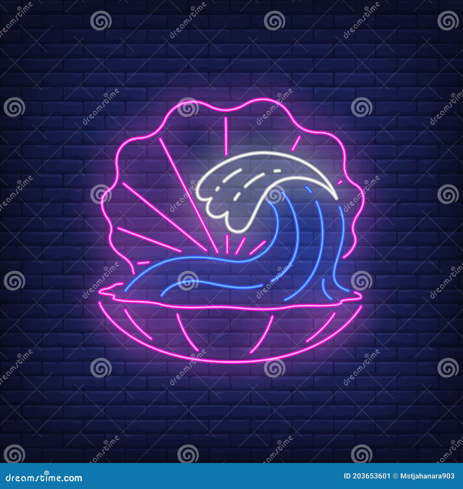 Pink Shell-scallop With A Pearl - Vector Full Color Picture. Clam With ...