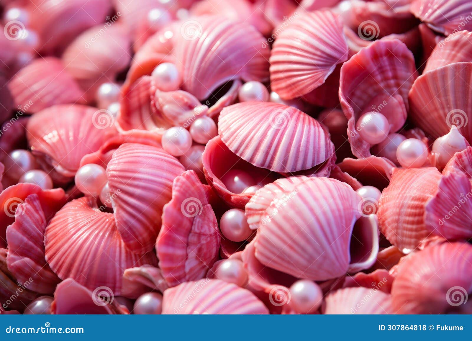 Pink Shells with Pearls Flat Lay Background Stock Photo - Image of ...