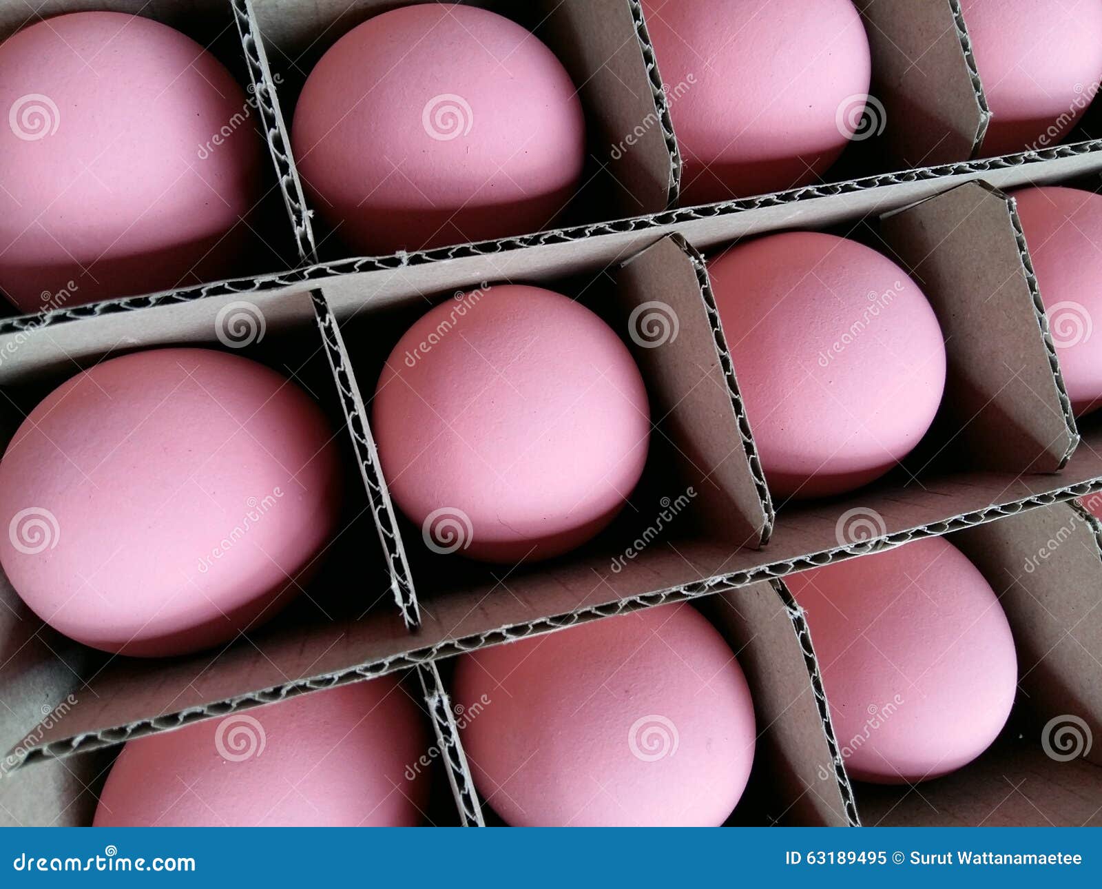 Pink Shells Preserved Egg Carm into the Tabled Paper Case Stock Image ...
