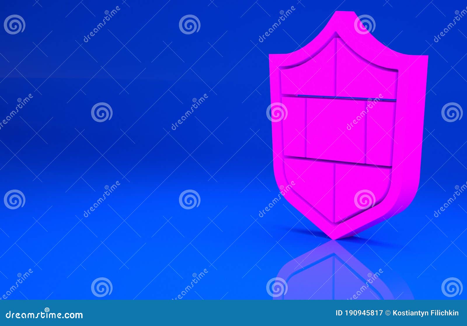 Pink Shield with Cyber Security Brick Wall Icon Isolated on Blue ...