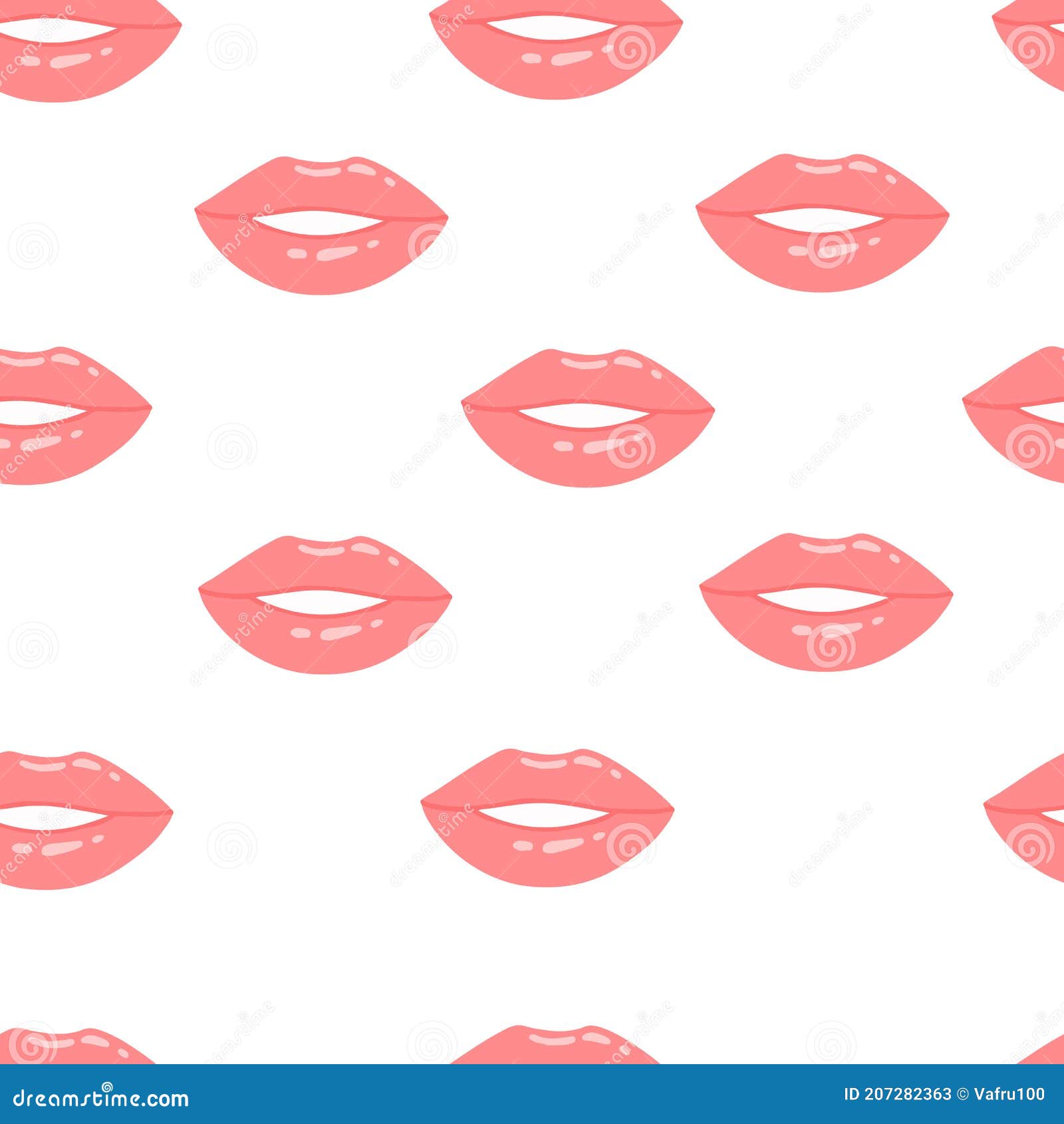 Pink Shiny Lips are Painted with Lipstick. Vector Seamless Pattern with ...