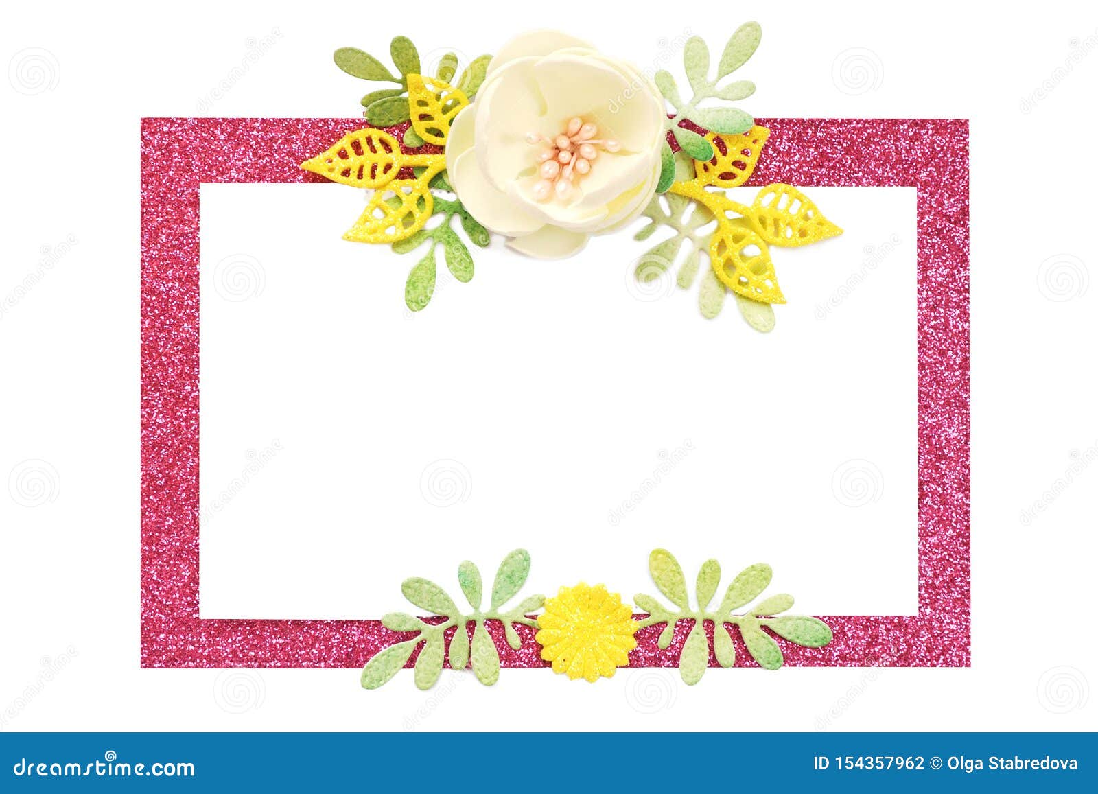 Pink Shiny Rectangular Frame with Handmade Artificial Flowers and ...