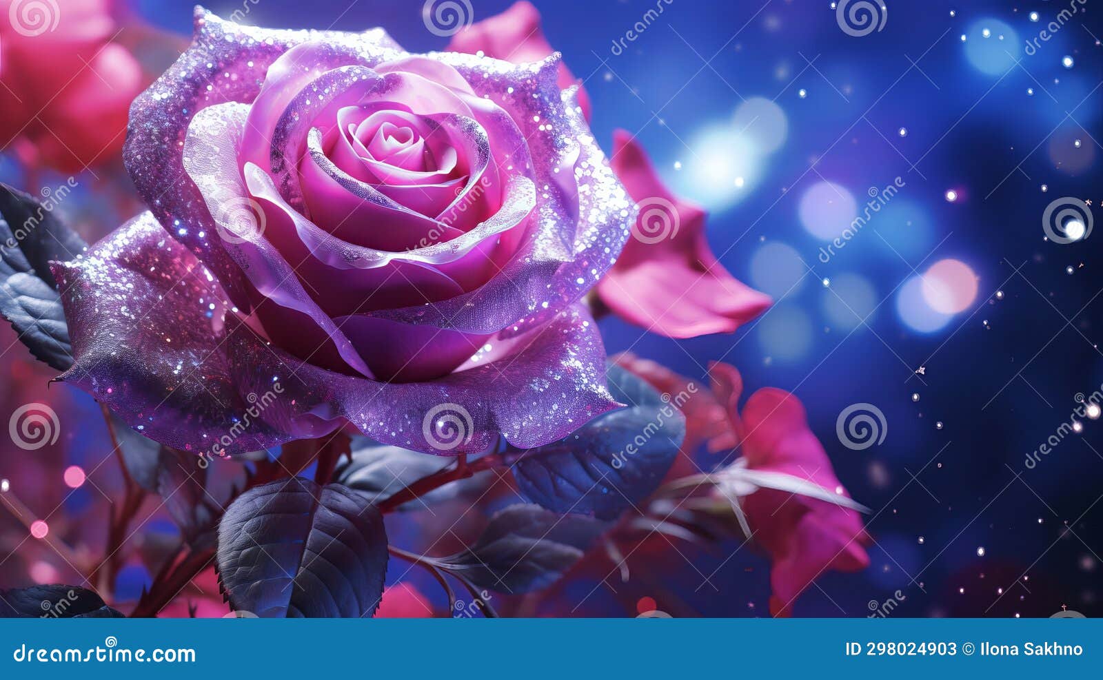 Pink Shiny Roses on a Blue Background. Wallpaper Stock Illustration ...