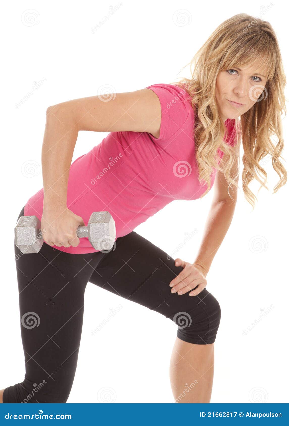 Pink Shirt Working Out Woman Stock Image - Image of healthy, exercise ...