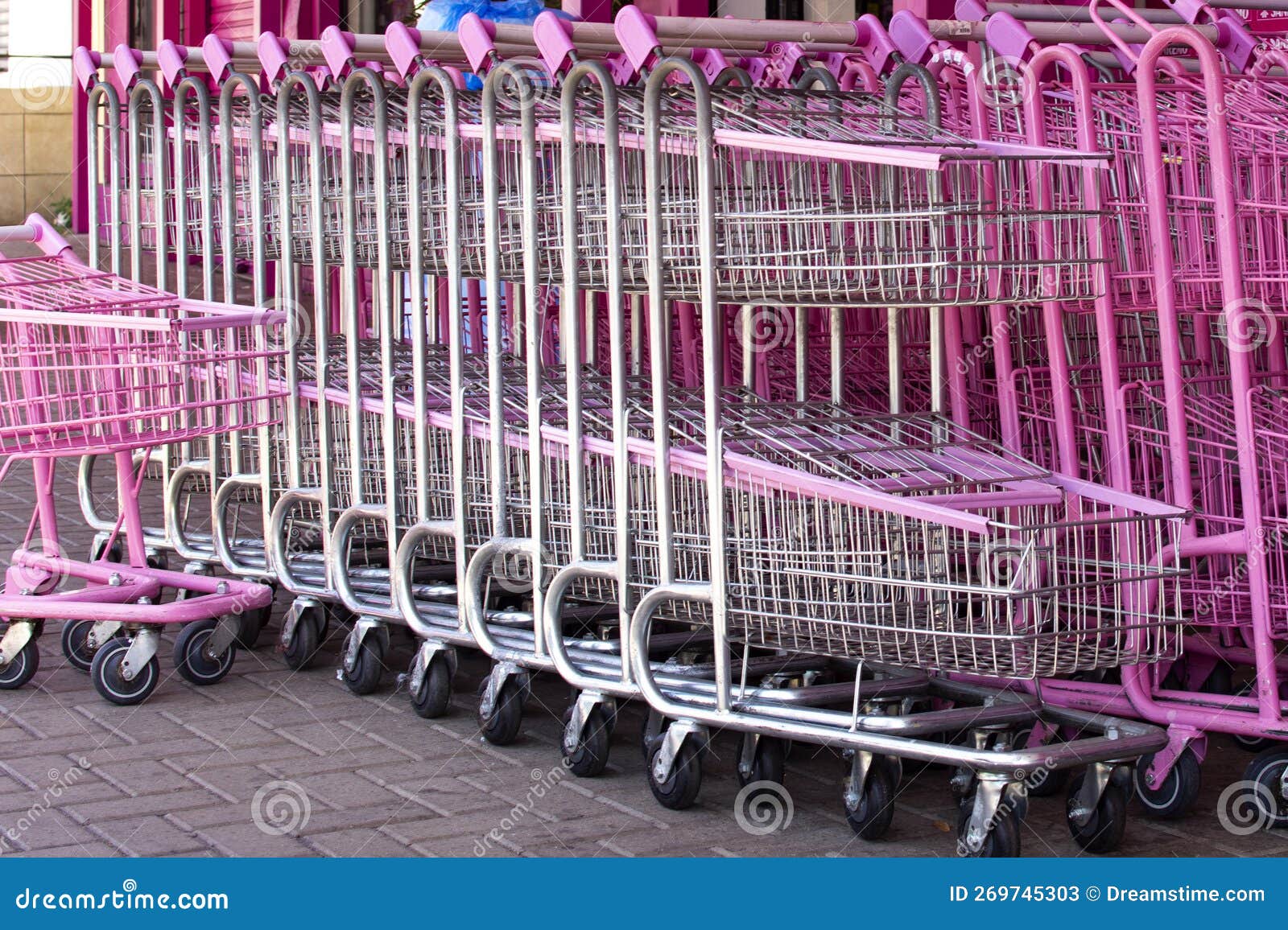Pink Shopping Carts, Large and Small Carts Stock Image - Image of ...