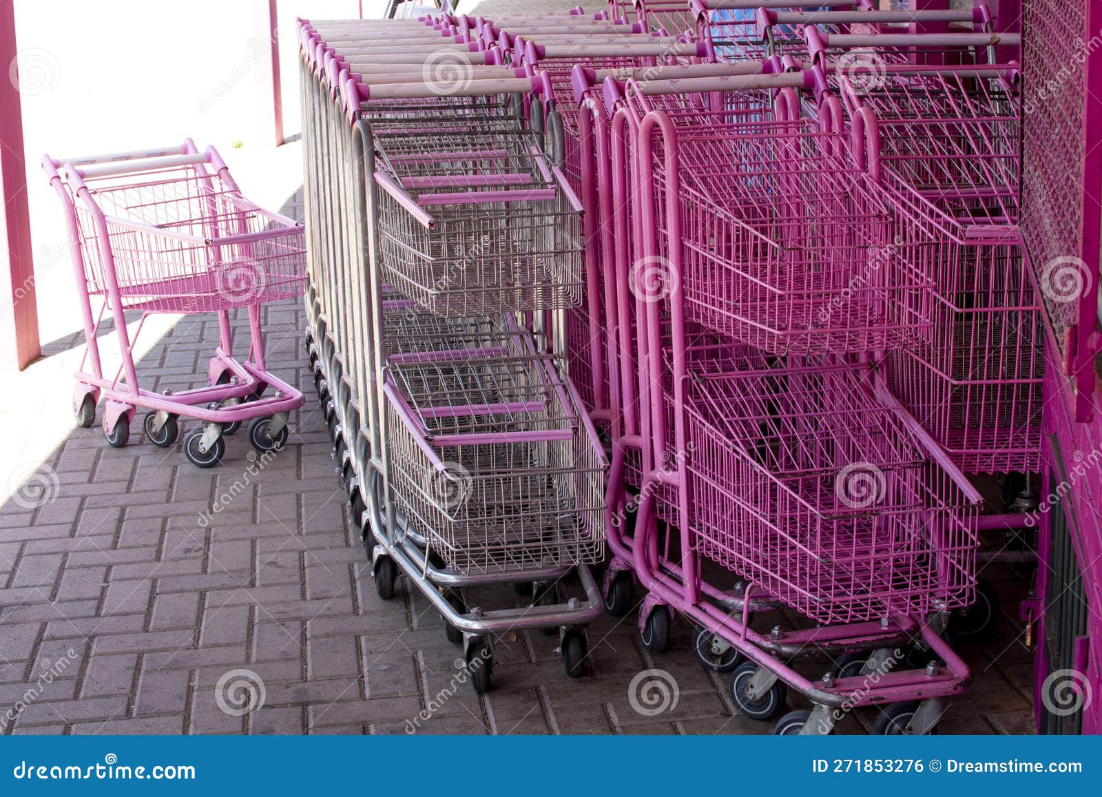 Pink Shopping Carts, Large and Small Carts Stock Photo - Image of ...
