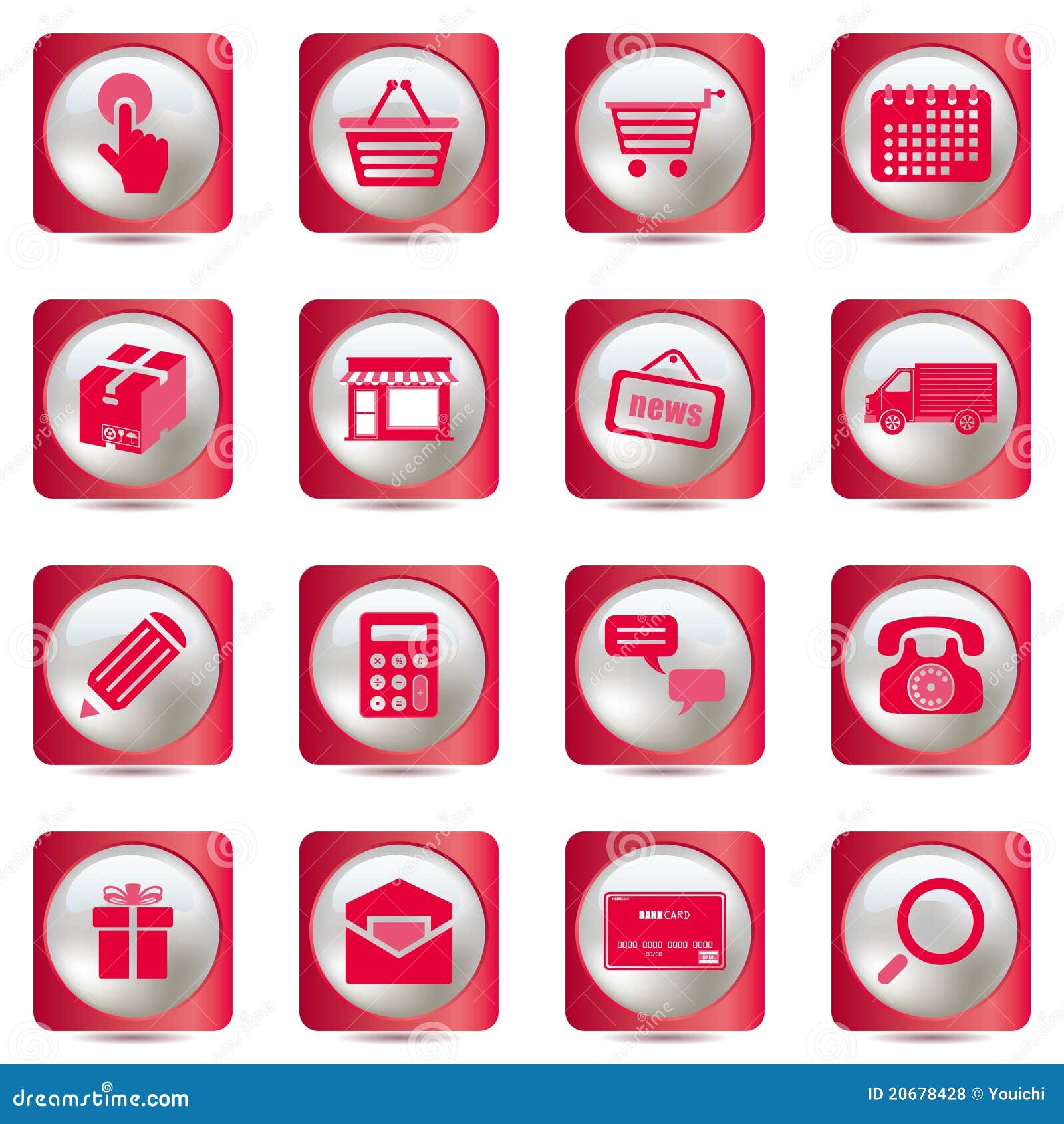Pink shopping icons set stock vector. Illustration of ornament - 20678428