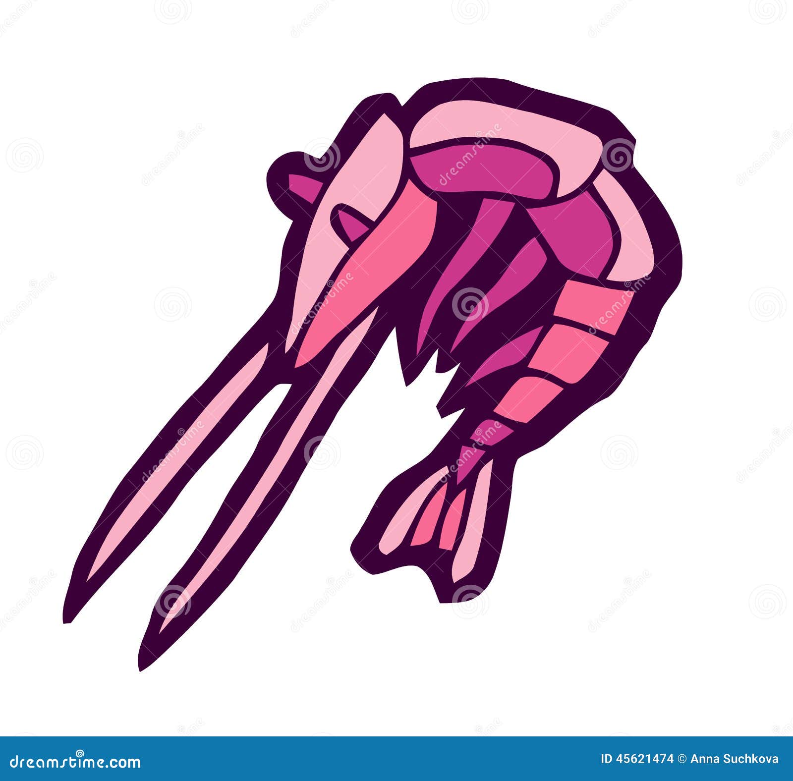 Pink Shrimp Seamless Horizontal Seafood Border On Pink Background ...