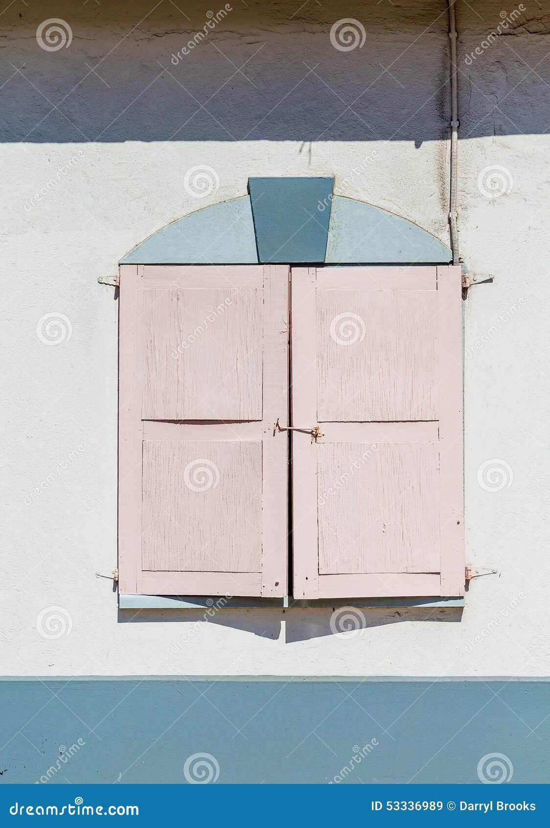 Pink Shutters on Stucco Wall Stock Image - Image of architecture ...