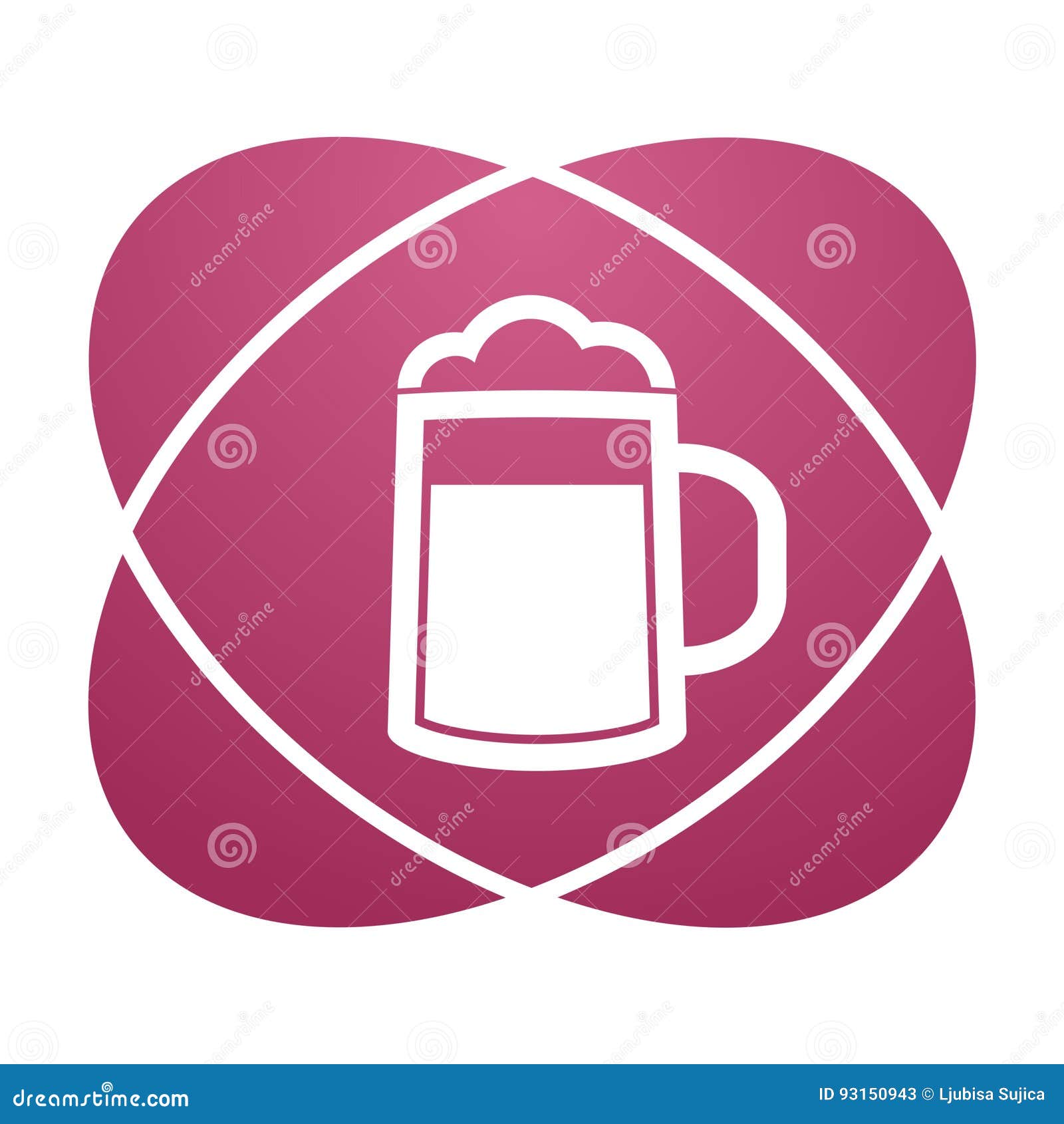 Pink sign beer stock vector. Illustration of beer, glass - 93150943