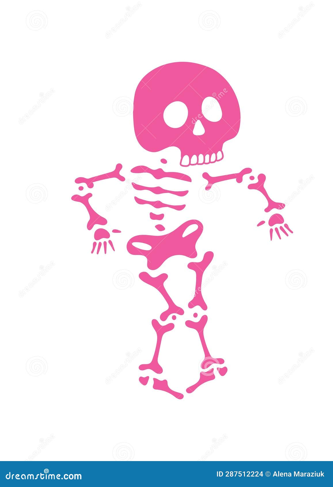 Pink Skeleton Dancing Breakdance Isolated Vector Illustration Stock ...