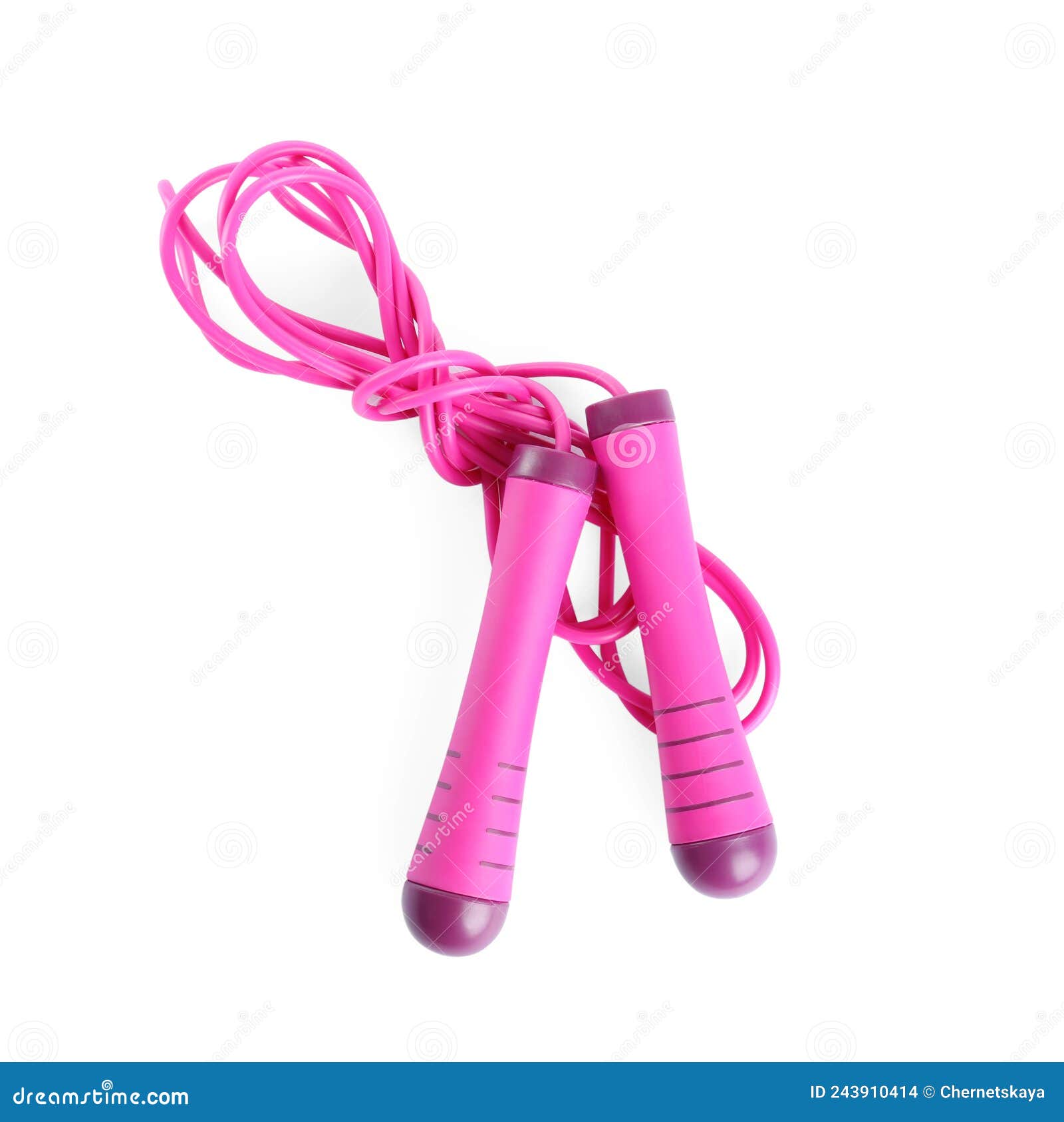Pink Skipping Rope Isolated on White, Top View Stock Photo - Image of ...