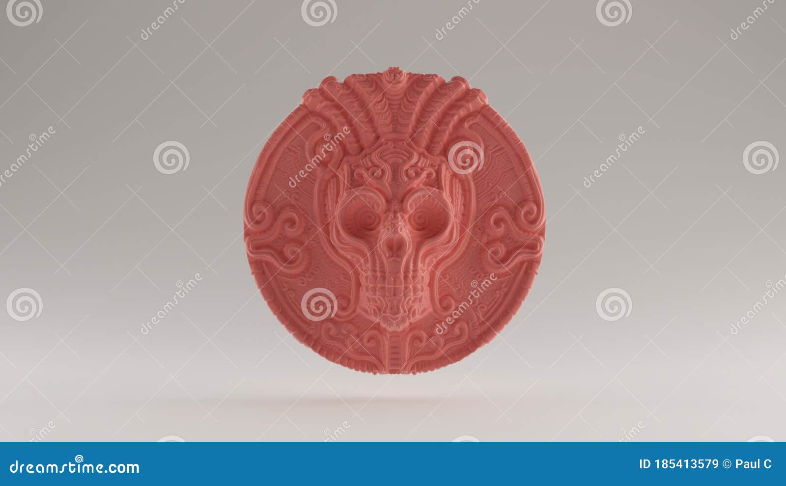 Pink Skull Coin Front View stock illustration. Illustration of mayan ...