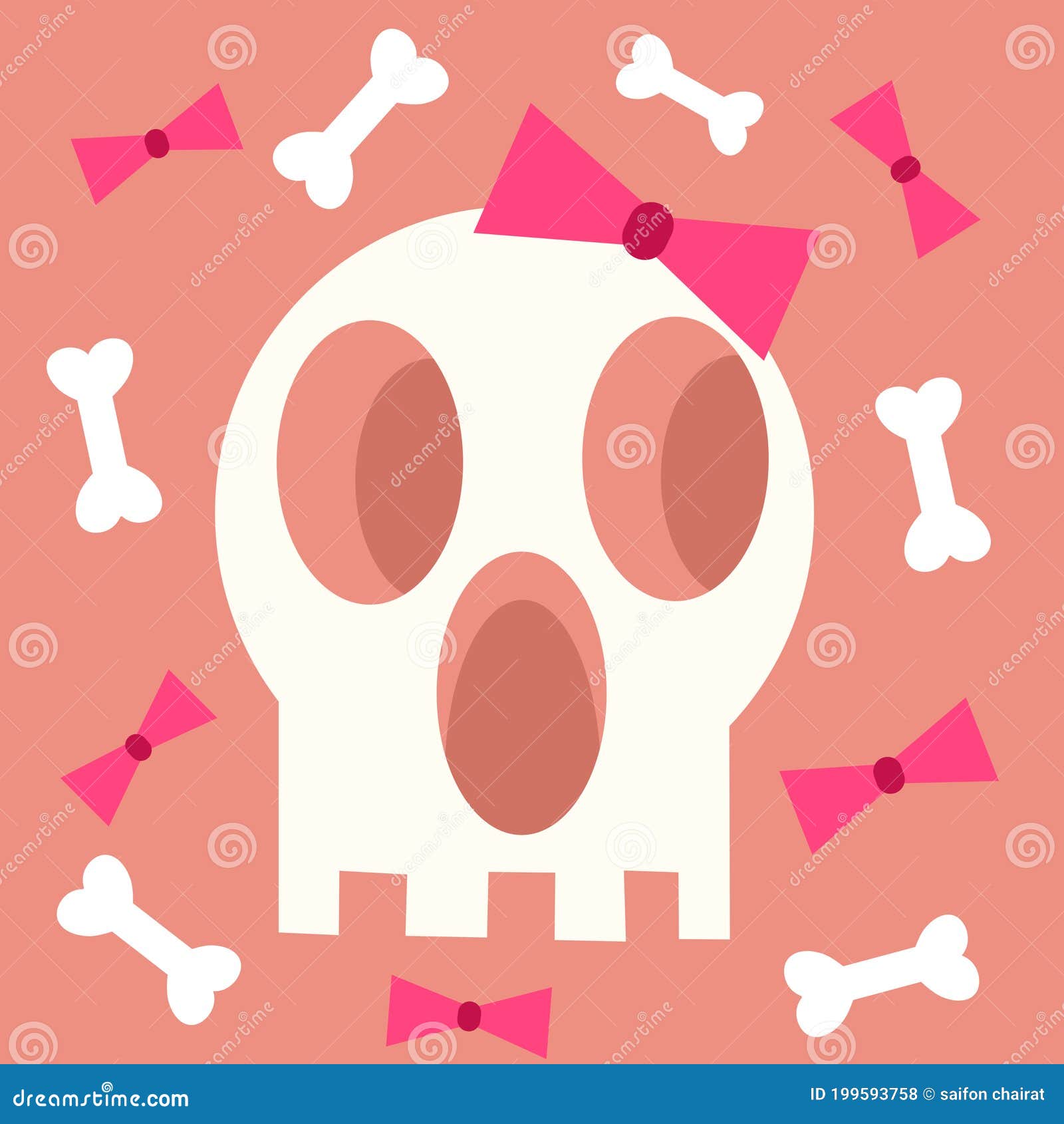 Pink Cat Skull With Glowing Eyes. Halloween Stickers. Neon Bright ...