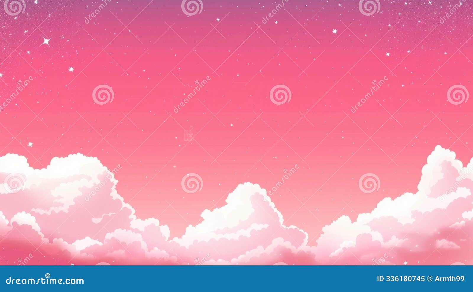 Pink Sky Background with Clouds and Stars. Vector Illustration Stock ...
