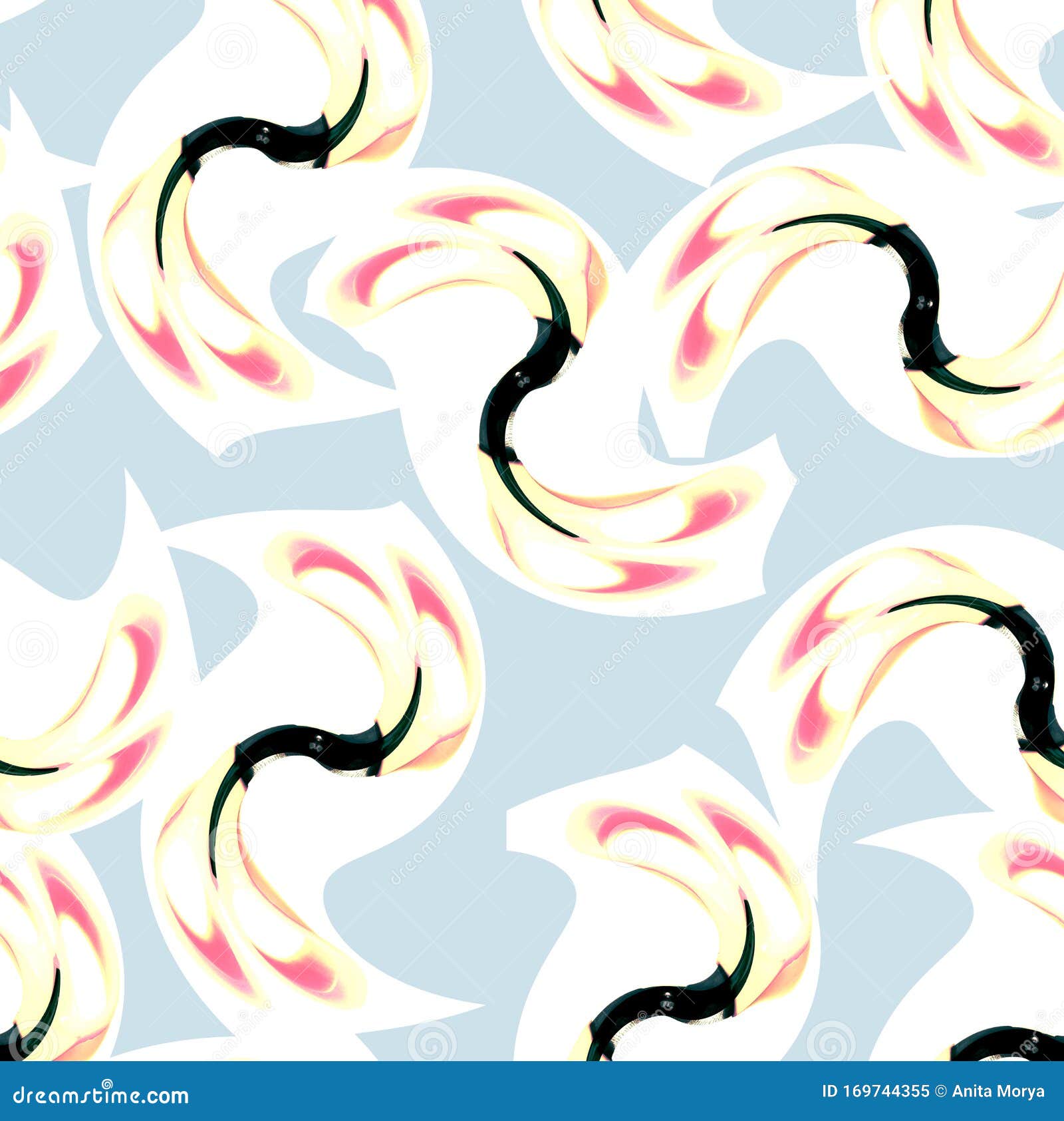 Pink and Sky Blue Scissors and Curve Shape Seamless Pattern Stock ...