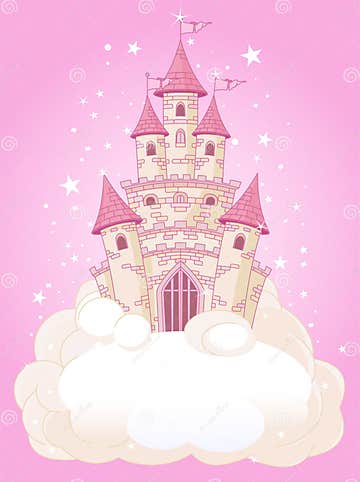 Pink Sky Castle stock vector. Illustration of flag, kingdom - 20374906