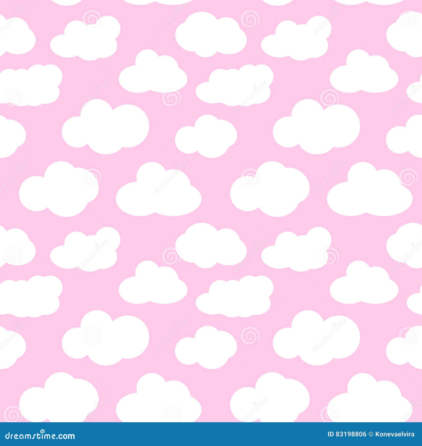 Pink Sky with Clouds, Seamless Pattern . White Clouds Seamless Pattern ...