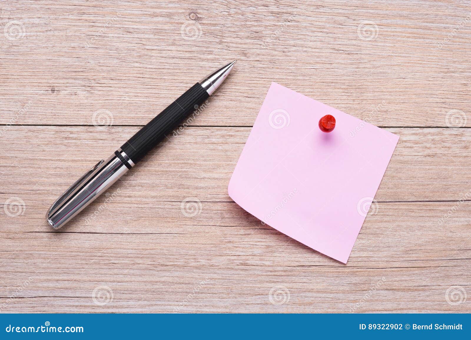 Pink Slip for Notes with Red Pin Stock Photo - Image of pencil, paper ...