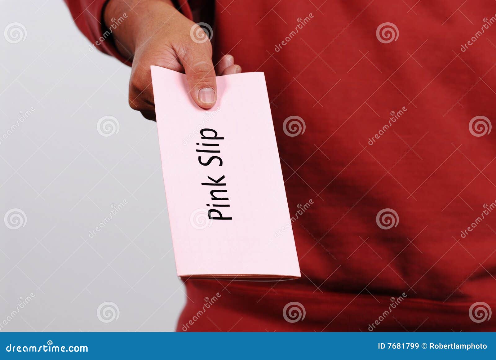 Pink slip notice stock image. Image of layoff, shirtless - 7681799