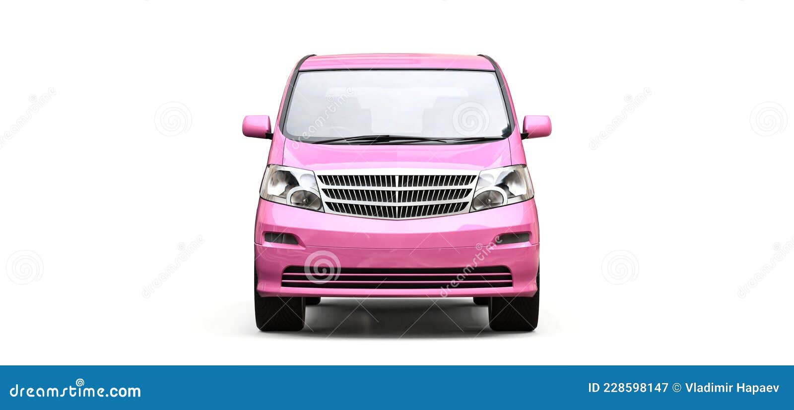 Pink Small Minivan for Transportation of People. Three-dimensional ...
