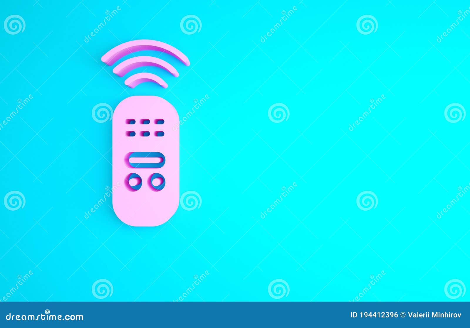 Pink Smart Remote Control System Icon Isolated on Blue Background ...