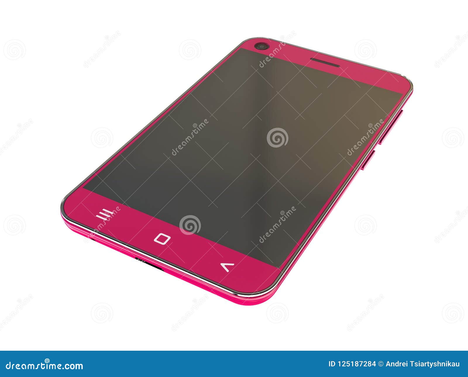 Pink Smartphone Isolated on White Background. Modern Touch Screen. 3D ...