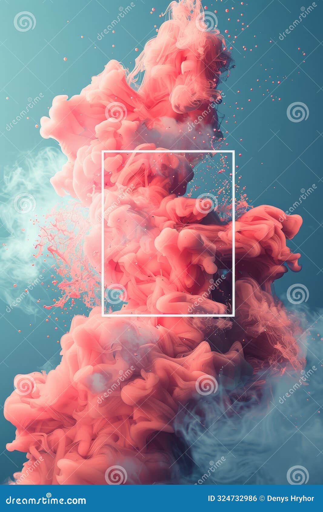 Pink Smoke Surrounds a Square Frame in the Center Stock Photo - Image ...