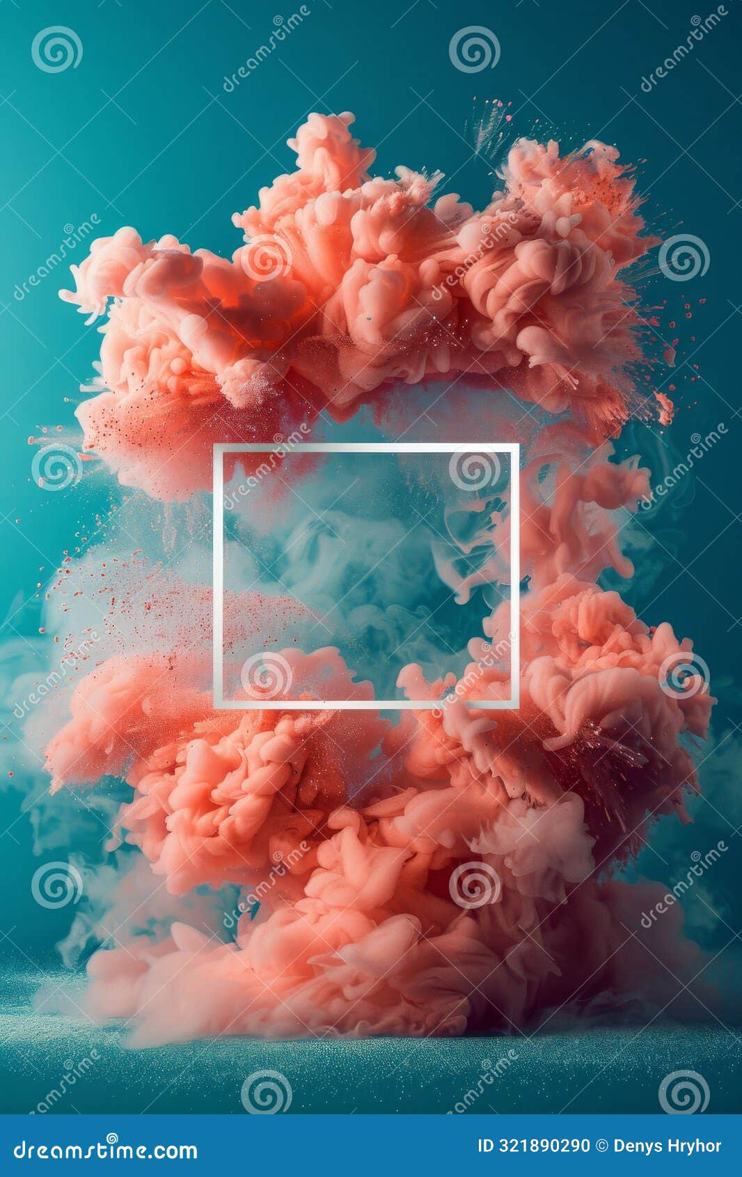 Pink Smoke Swirling Inside a Square Frame Against a Blue Backdrop Stock ...