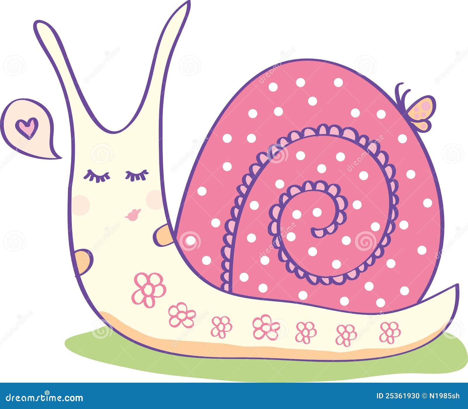 Pink snail stock vector. Illustration of shell, heart - 25361930