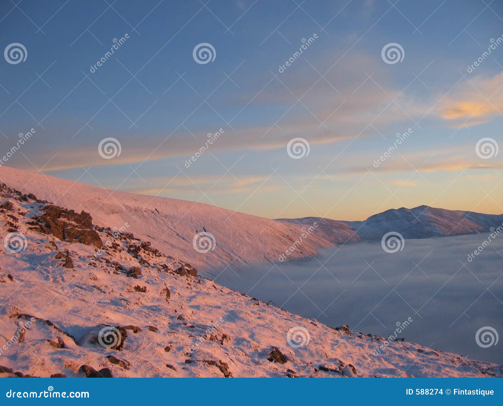 Pink Snow at Dusk, Scottish Highlands Stock Photo - Image of snow ...