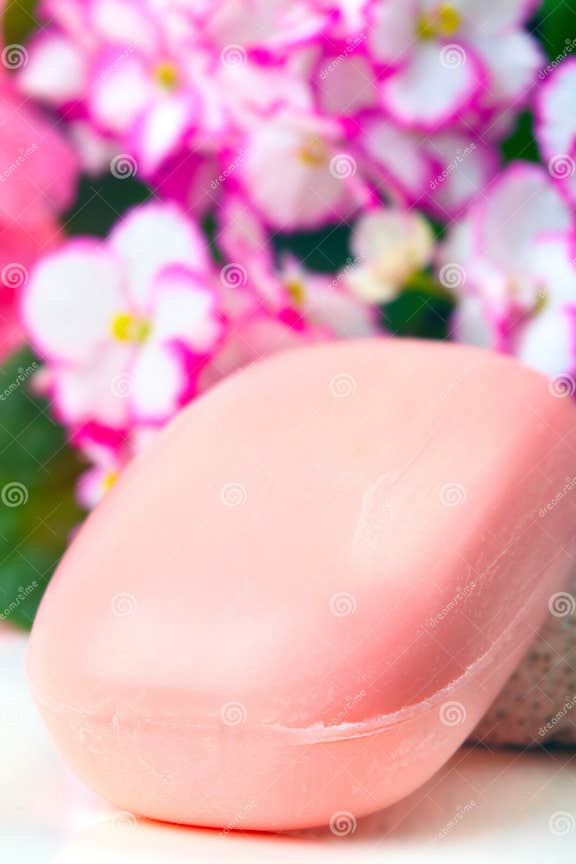 Pink soap. stock photo. Image of cloth, bath, natural - 13306410
