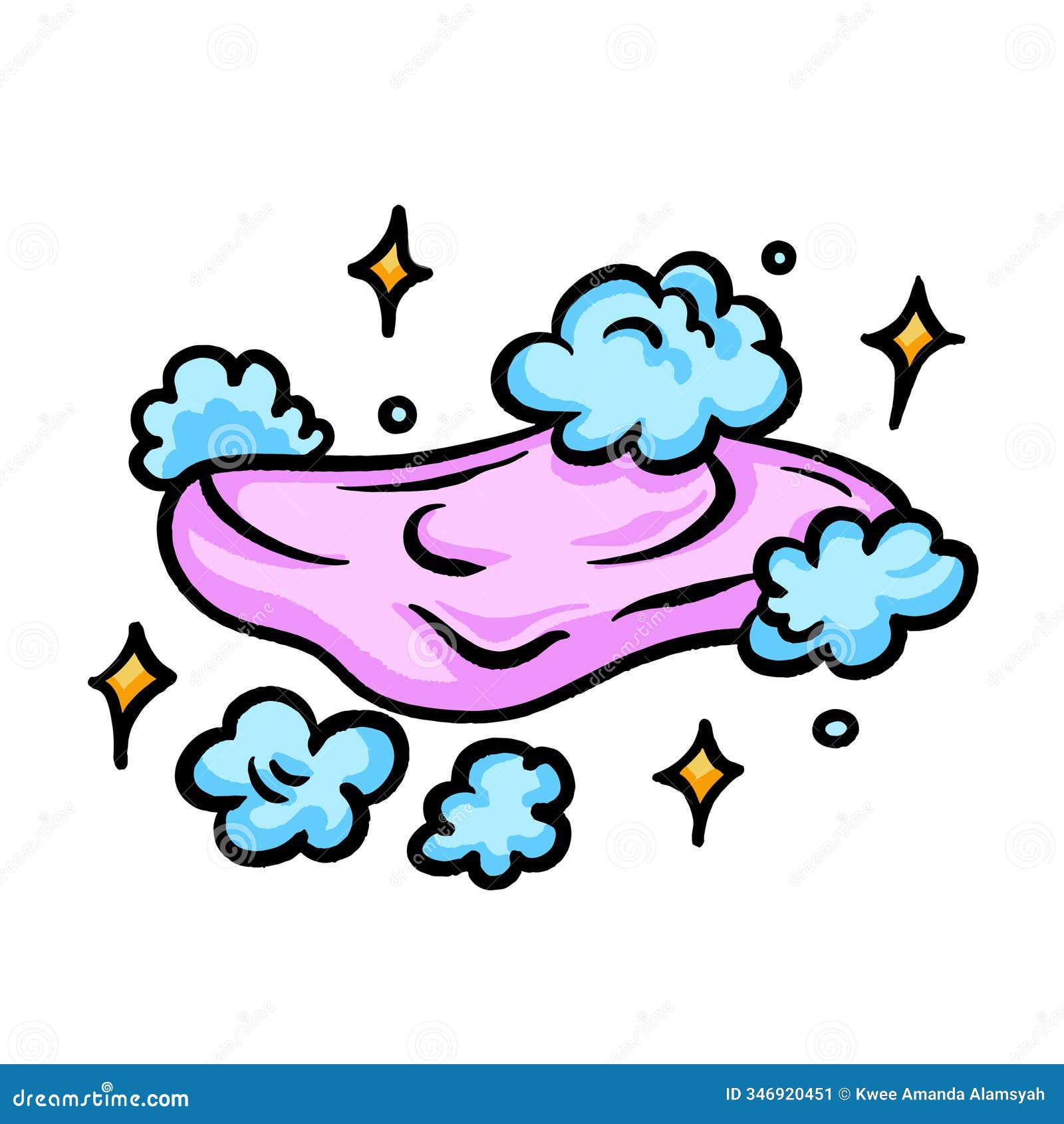 Pink Soap Bar with Bubbles Vector Drawing Stock Illustration ...