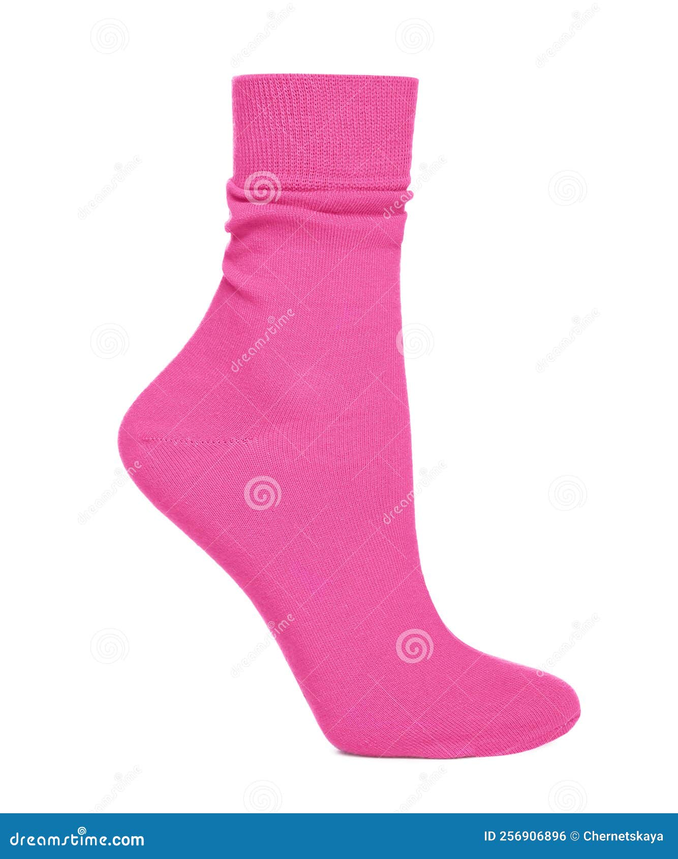 Pink Sock Isolated on White. Footwear Accessory Stock Photo - Image of ...