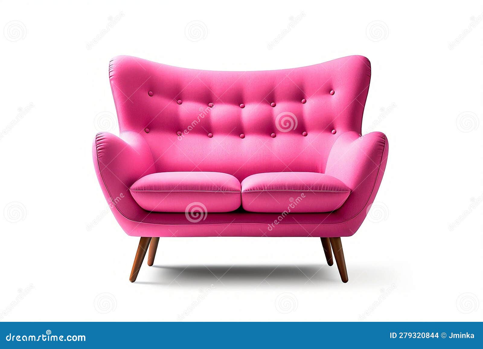 Pink Two Seater Sofa Isolated On Transparent Clear Pink Background ...