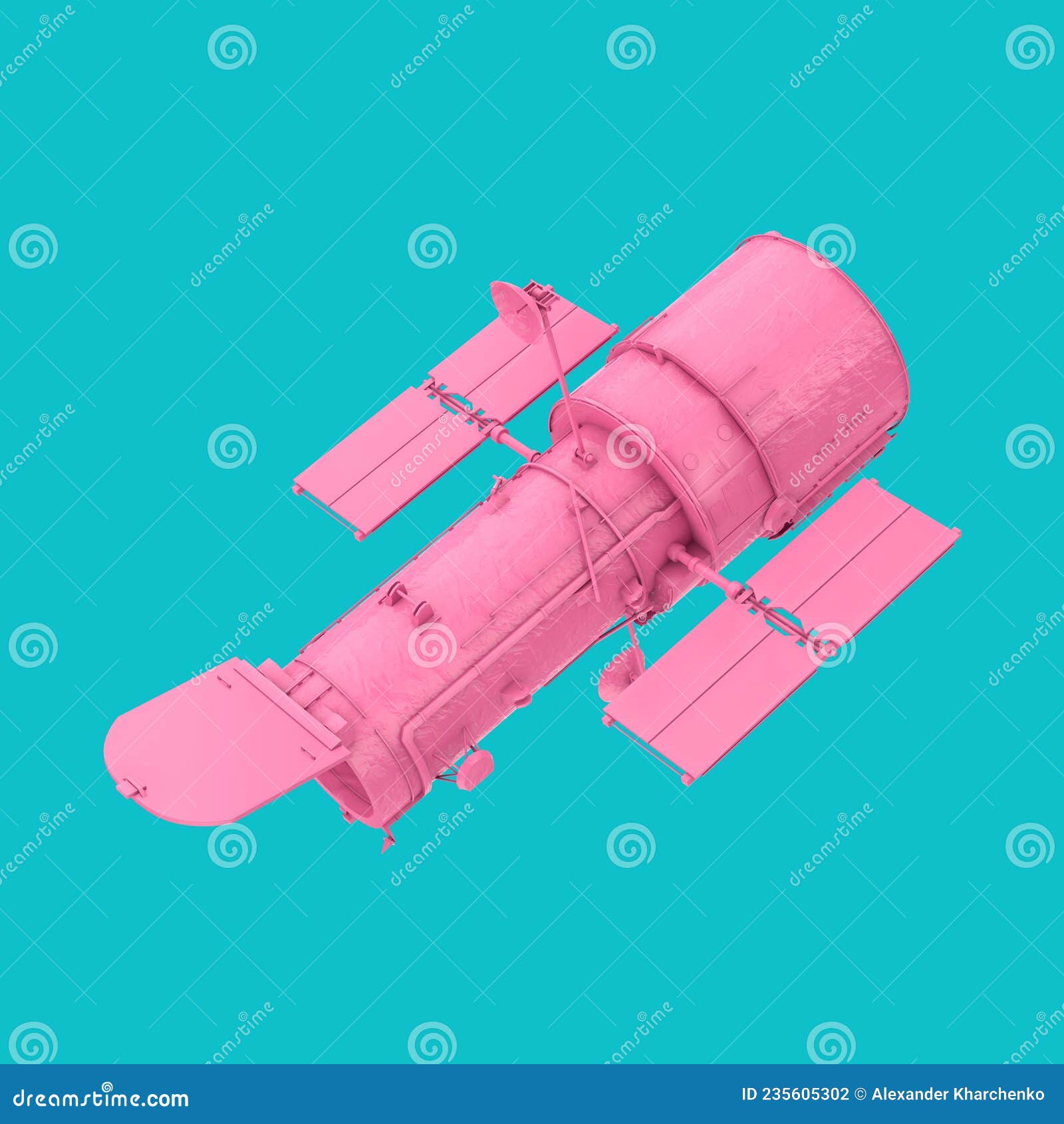 Pink Space Telescope Hubble in Duotone Style. 3d Rendering Stock Photo ...