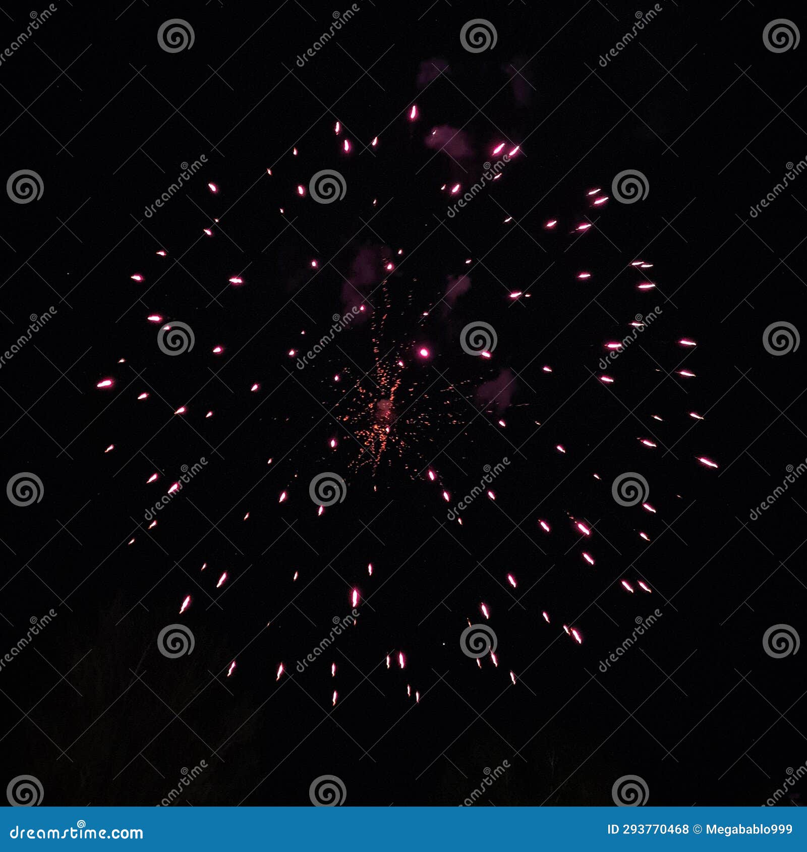 Pink Sparks of Real Fireworks on Black Sky Background for Overlay ...