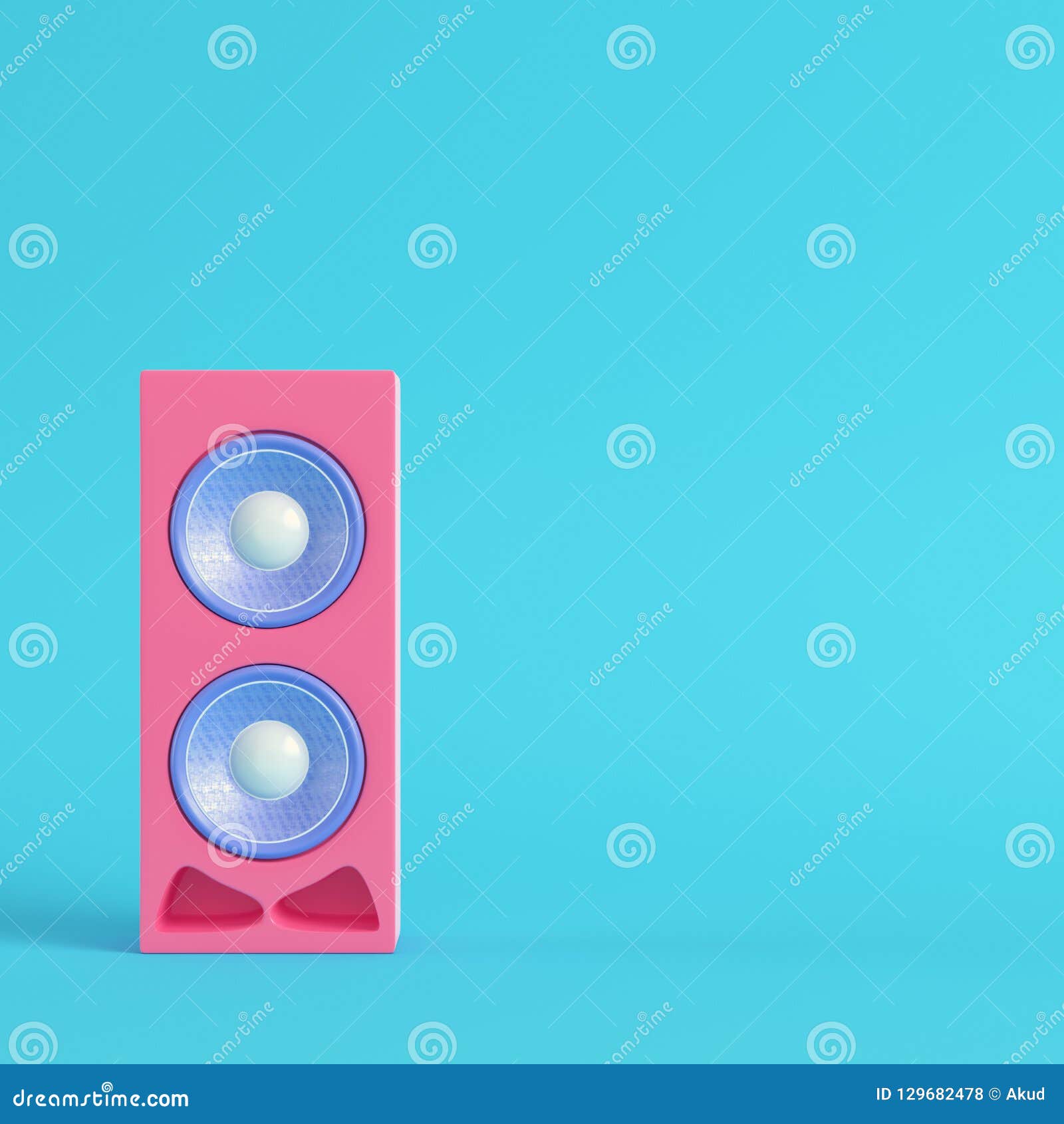 Pink Speaker Ejecting Musical Notes From Its Main Cone On A Pink ...