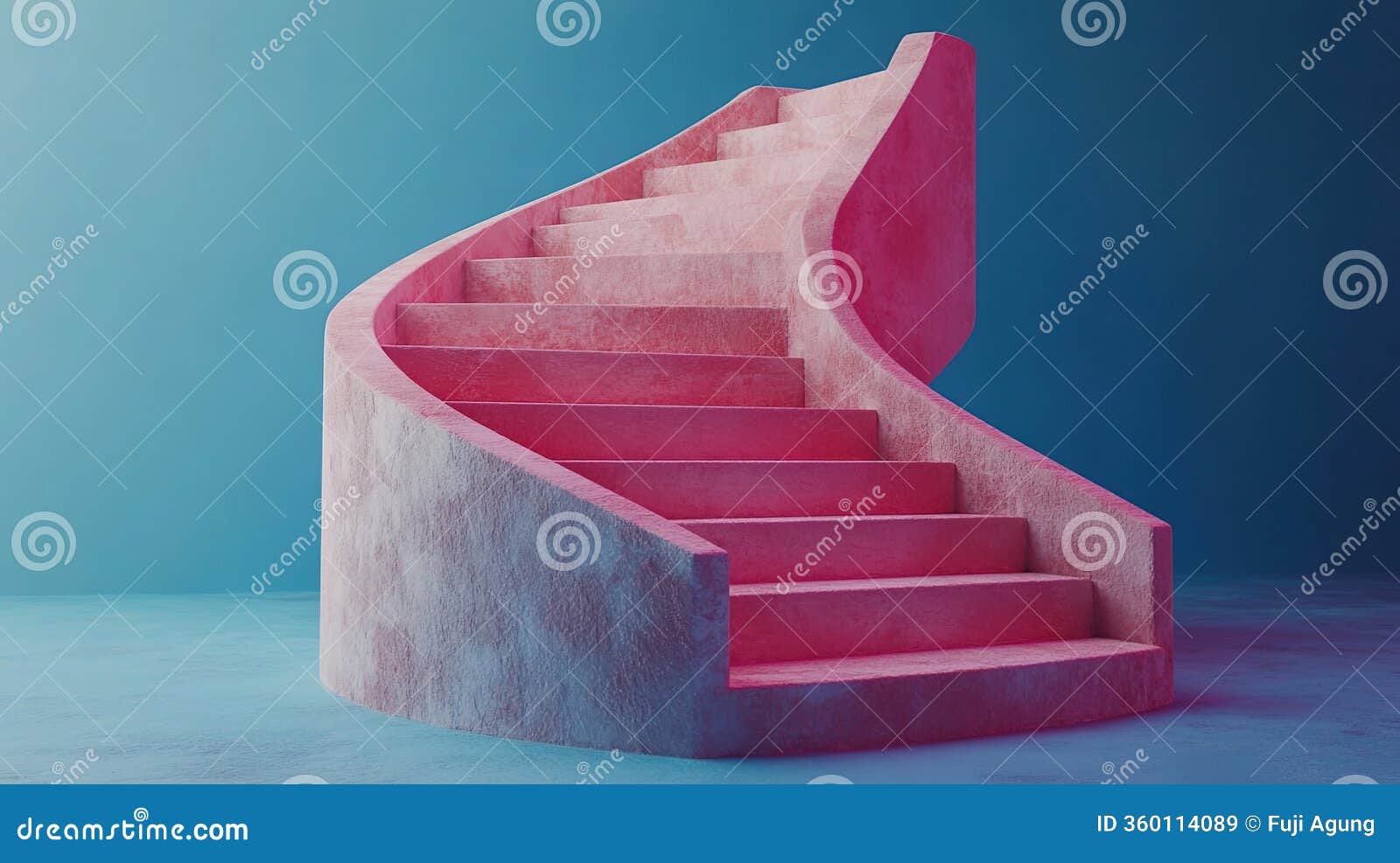 Pink Spiral Staircase, Blue Studio, Ascent, Progress, Abstract ...