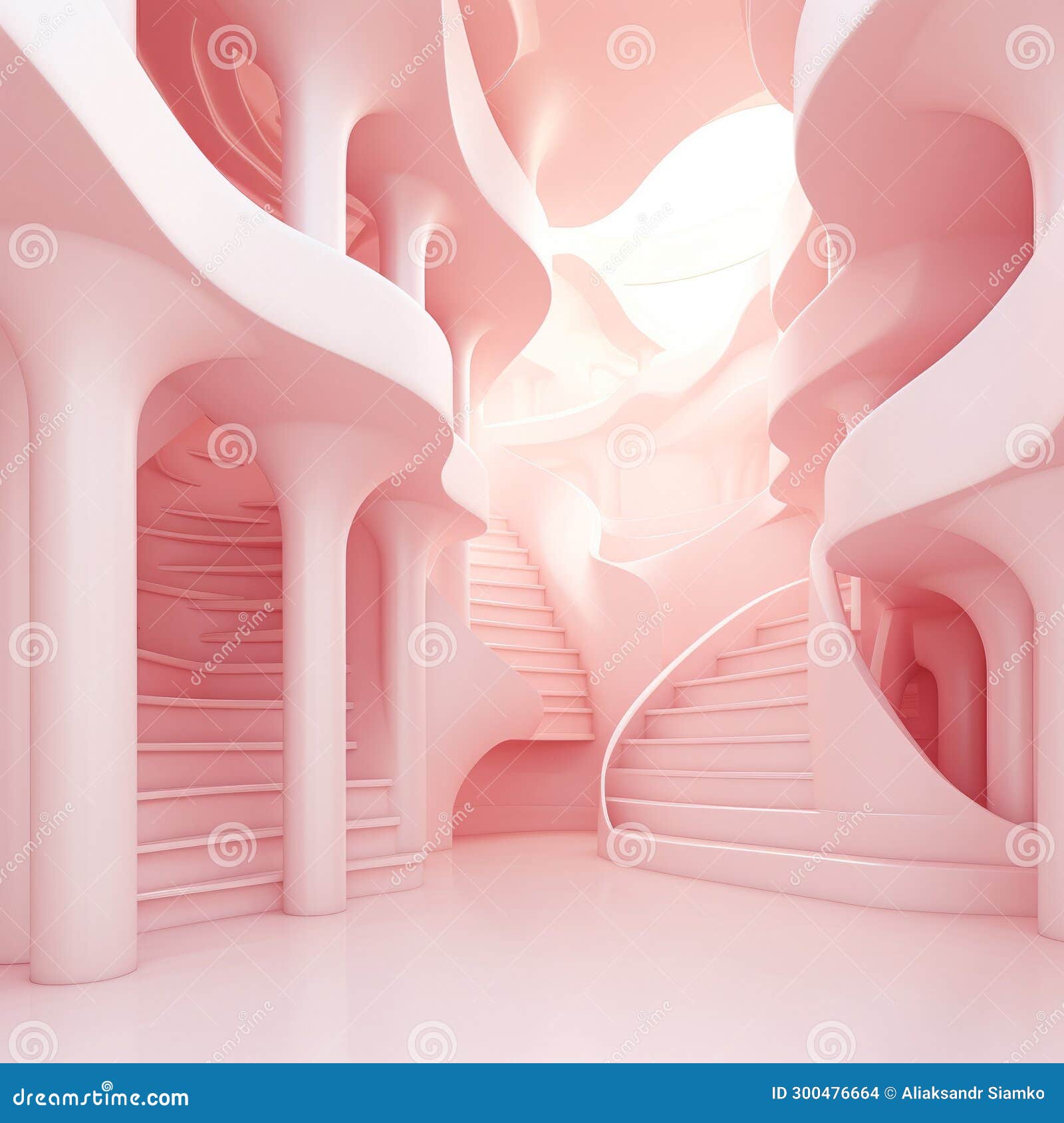 A Pink Spiral Staircase with Columns and Arches Stock Photo - Image of ...