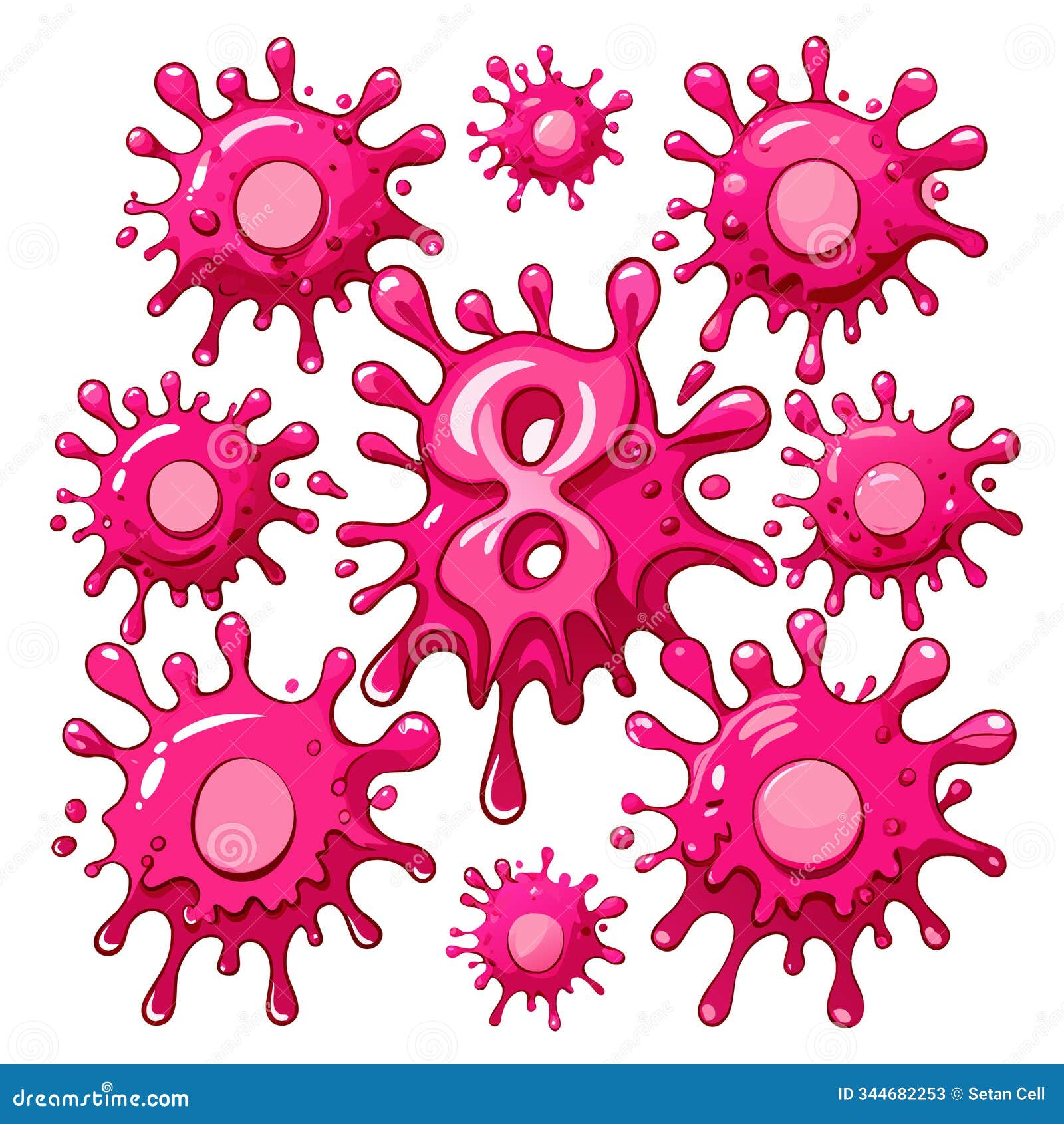 Pink Splatter Paint with Number Eight in the Cente Stock Vector ...