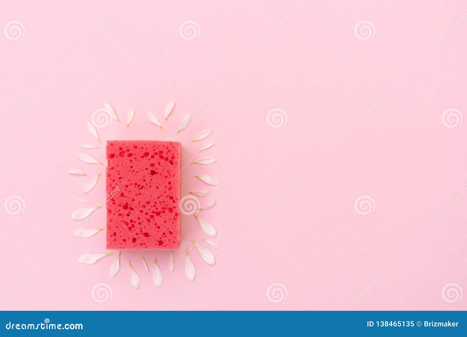 Pink Sponge with Flower Design Elements Lying Over Pastel Backgrounds ...