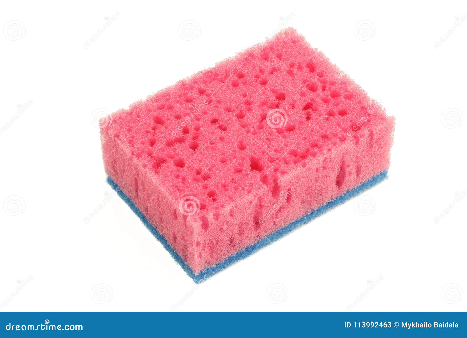Pink Sponge for Kitchen Isolated on White Background. Stock Image ...